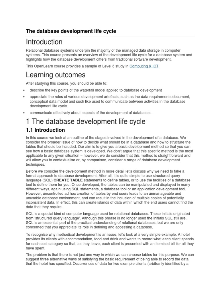 The Database Development Life Cycle: Computing & ICT | PDF | Databases | Software Development
