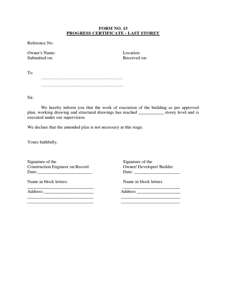 16.Form-15-Progress Certificate - Last Storey | PDF