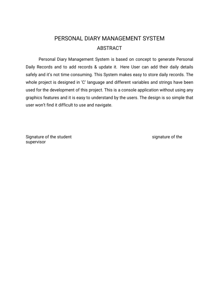 Personal Diary Management System Overview | PDF