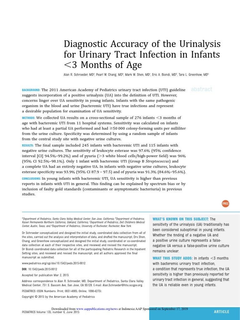 Diagnostic Accuracy of The Urinalysis For Urinary Tract Infections in ...
