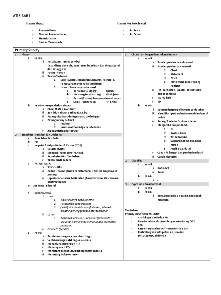 Ringkasan ATLS BAB I Initial Assessment Management | PDF