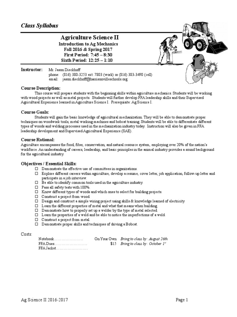 2016-2017 Ag II Syllabus | PDF | Nature | Business