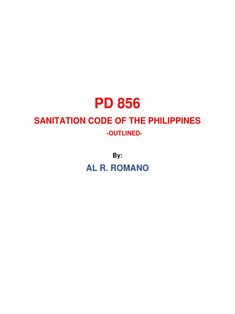 Sanitation Code of The Philippines: Al R. Romano | PDF | Sanitation ...