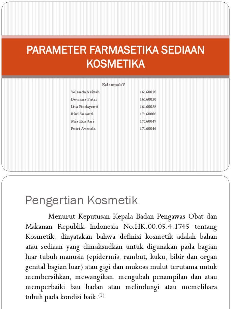 Parameter Farmasetika Sediaan Kosmetika | PDF