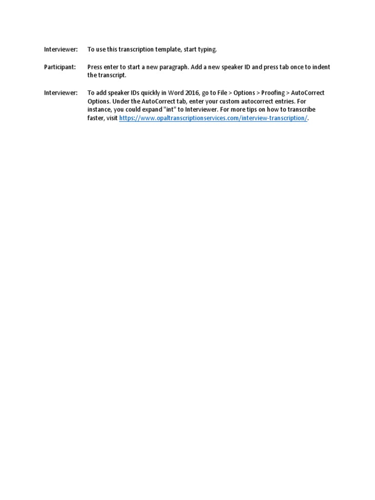 Interview Transcription Template | PDF | Career & Growth | Business