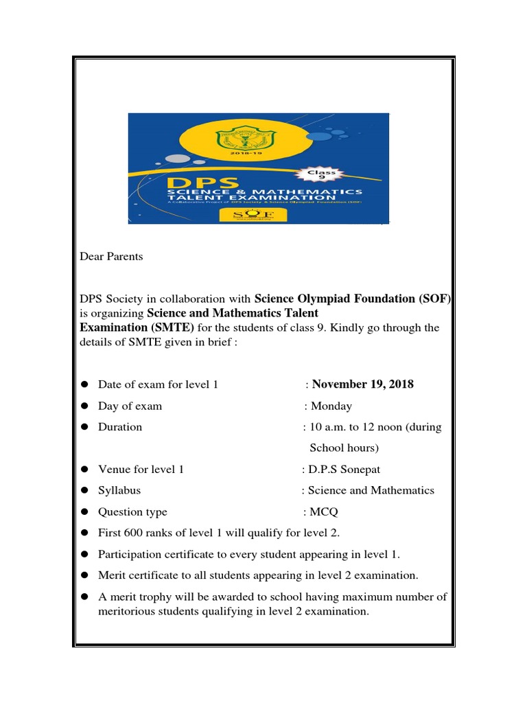 Students Circular-1022018165419-Circular For SMTE | PDF