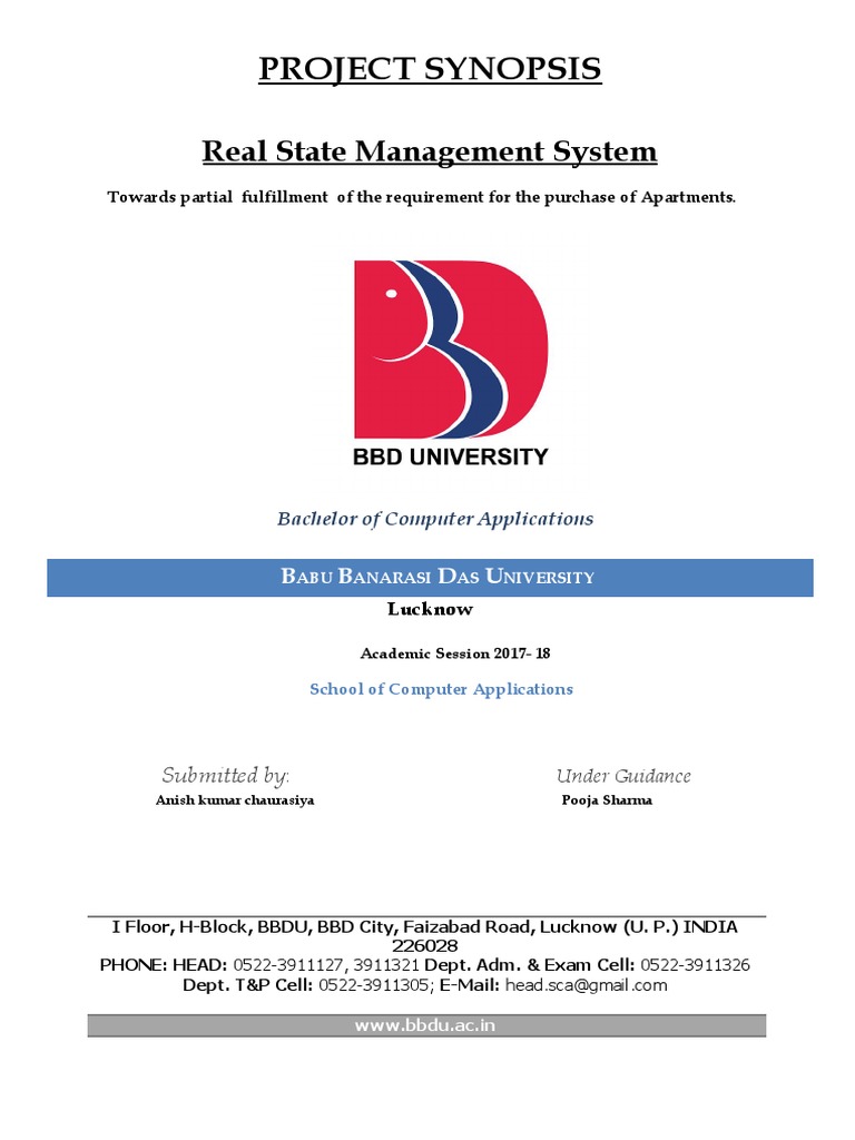 Project Synopsis: Real State Management System | PDF | Property Management | Sales