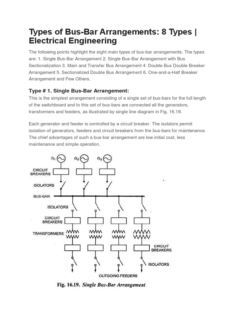 Types of Bus and Arrangements | PDF | Electrical Substation ...