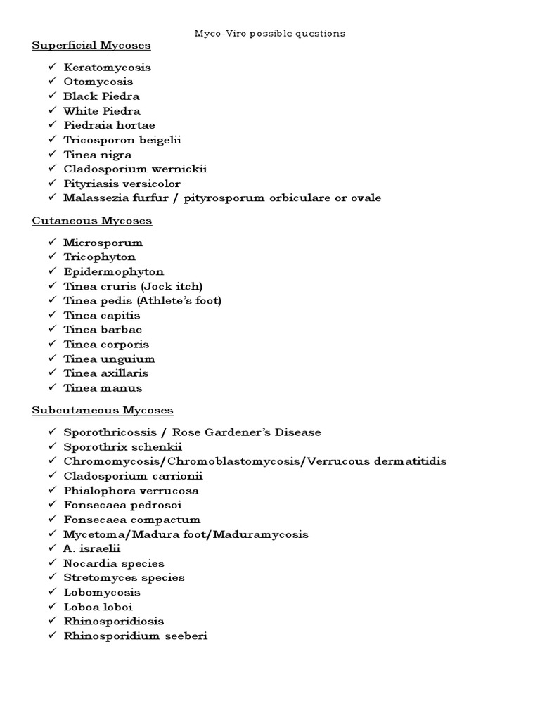 Myco Viro Possible Questions | PDF | Hiv | Hepatitis
