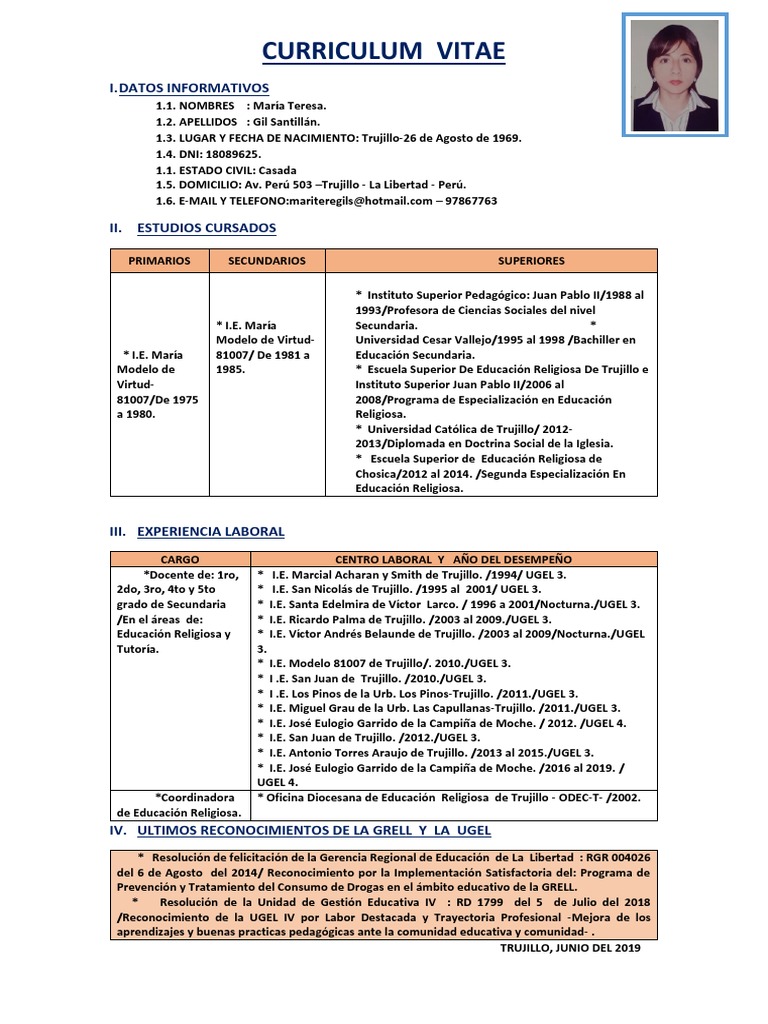 Modelo de Curriculum | PDF | Educación Secundaria | Iglesia Católica