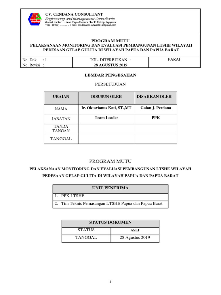 1 Program Mutu - RMK - LTSHE - Papua - 78 (Ver2.Fin - Sigit) | PDF
