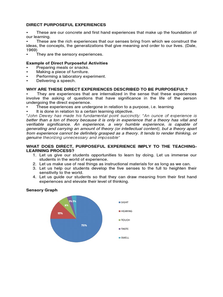 Direct Purposeful Experiences | PDF | Experience | Simulation