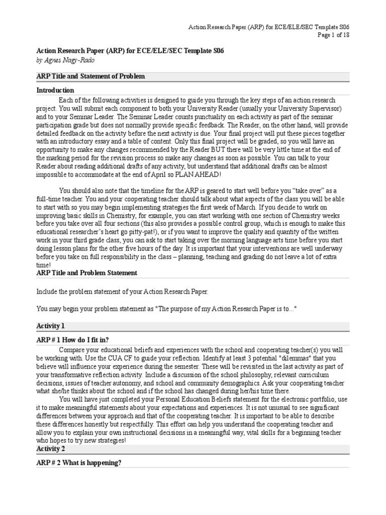 Action Research Paper Template for Educators | PDF | Educational ...