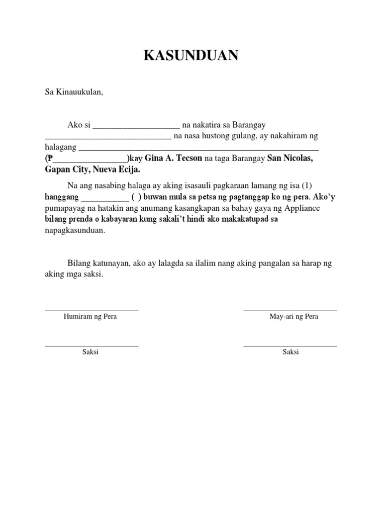 Dokumen - Tips - Halimbawa NG Kasunduan | PDF