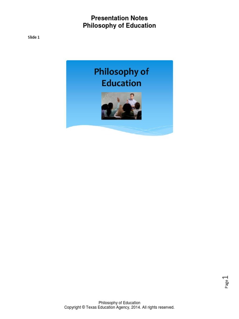 Presentation Notes For Philosophy of Education | PDF | Philosophy Of ...