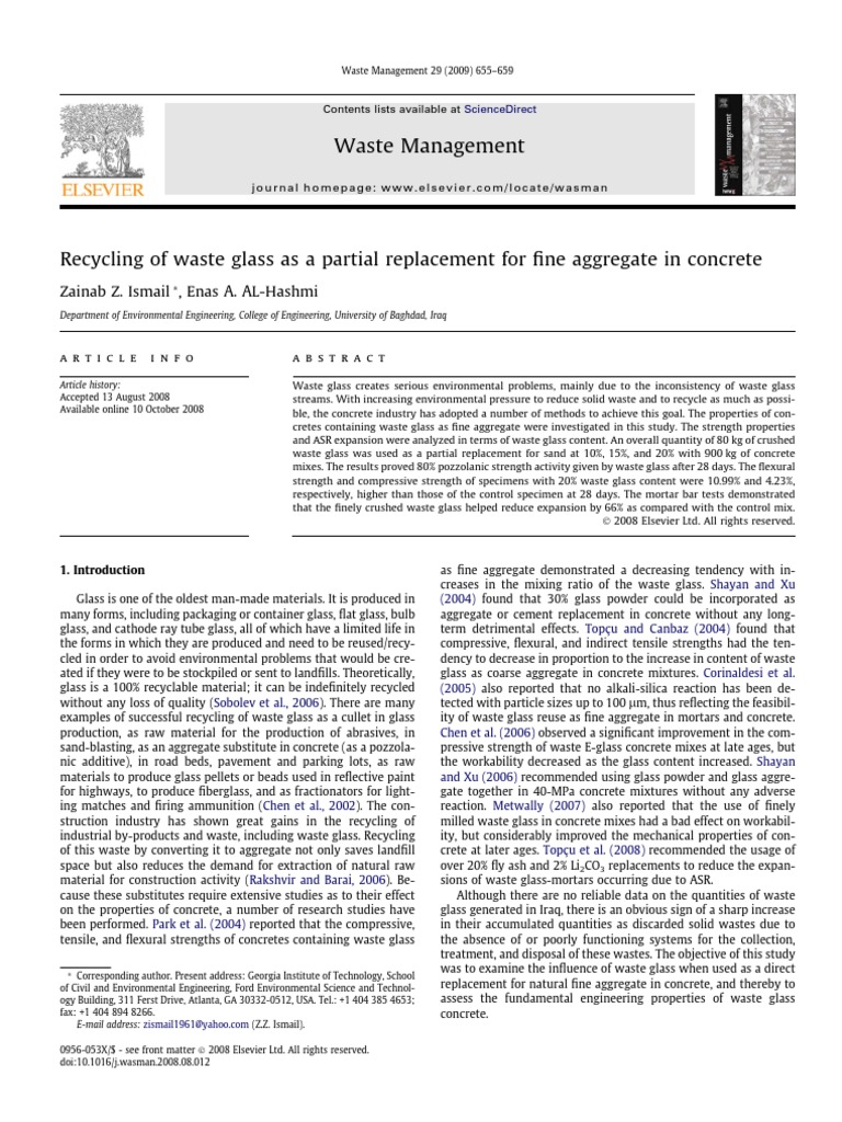 Waste Glass As A Partial Replacement For Fine Aggregate PDF | PDF ...
