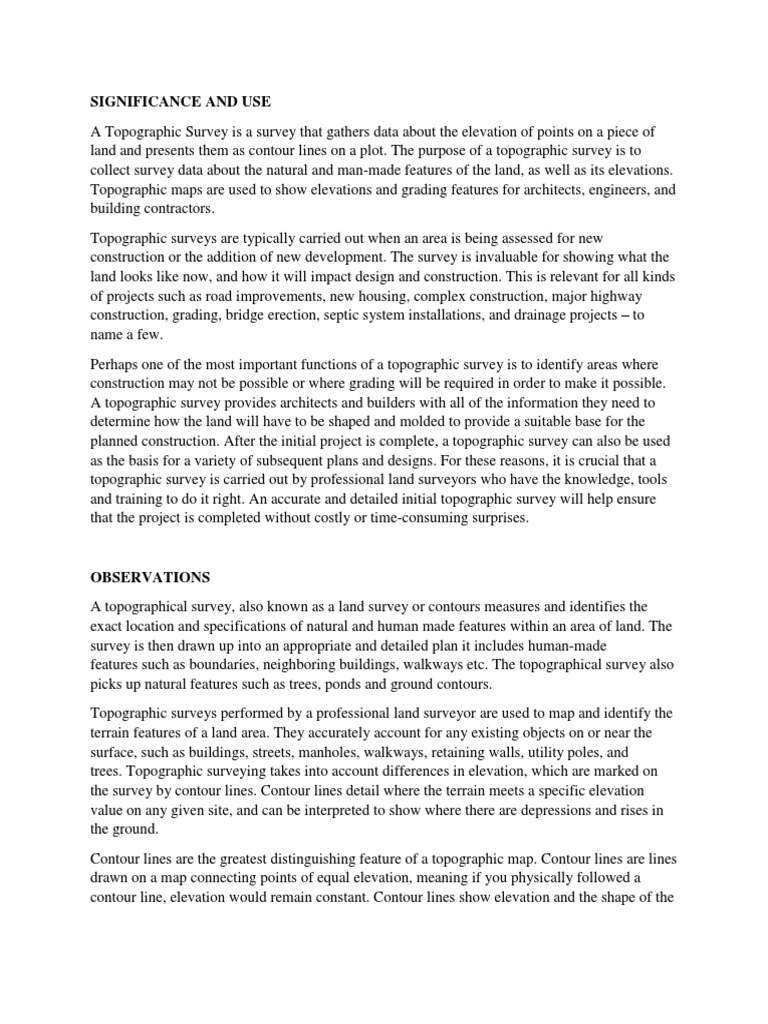 Significance and Use | Download Free PDF | Topography | Surveying