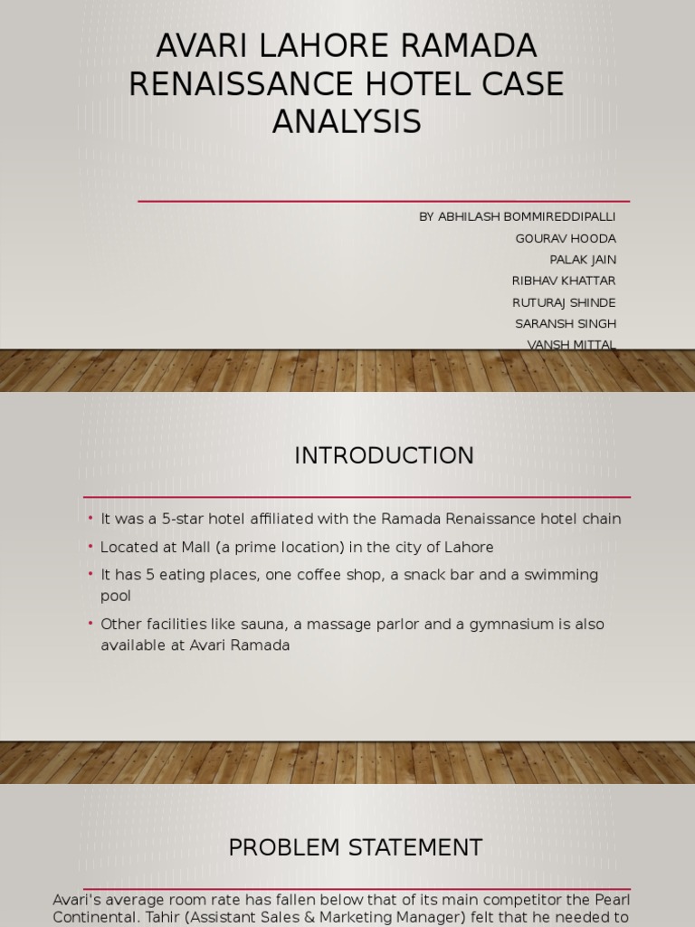 Group 9 - Avari Lahore Ramada Renaissance Hotel Case Analysis | PDF ...