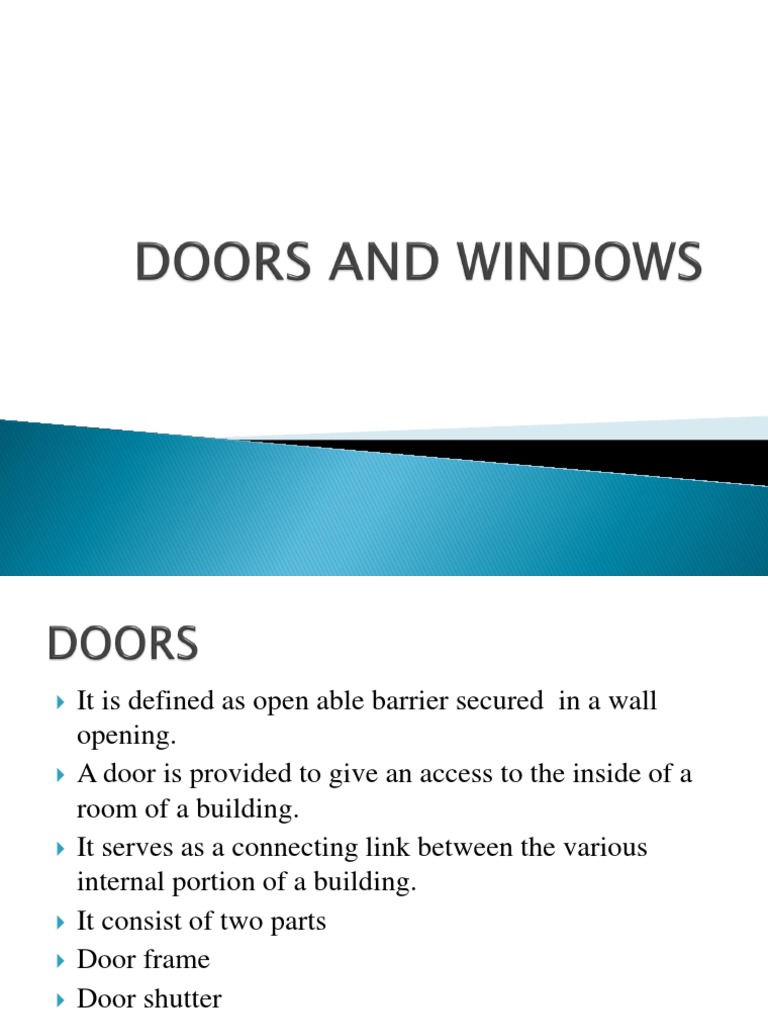 Comprehensive Guide to Door and Window Components | PDF | Window | Door