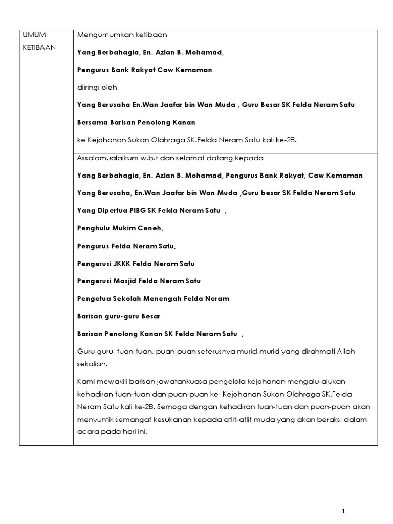 Teks Emcee Hari Sukan Sekolah | PDF