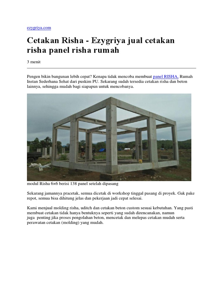 Cetakan Risha & Beton: Solusi Bangunan Cepat | PDF | Komputer ...