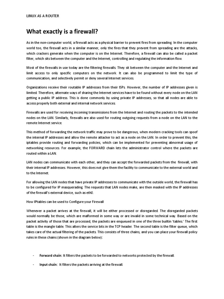 Linux Firewall - IPTABLES | PDF | Firewall (Computing) | Transmission Control Protocol