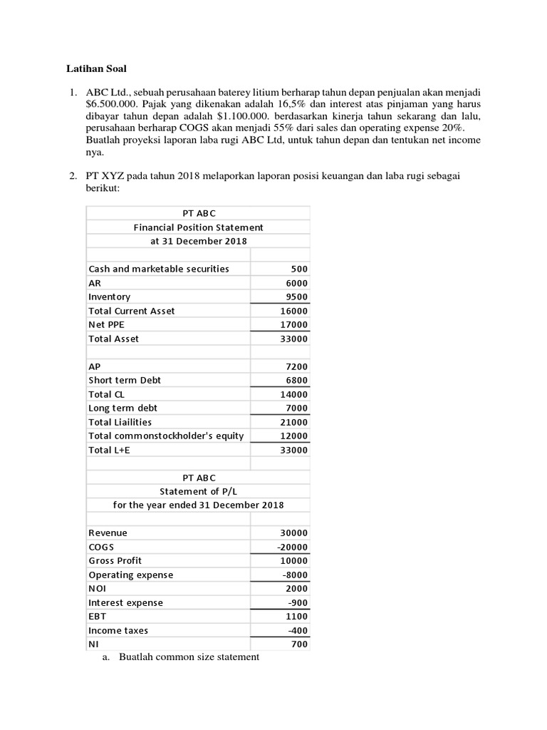 Latihan Soal FInancial Analysis | PDF