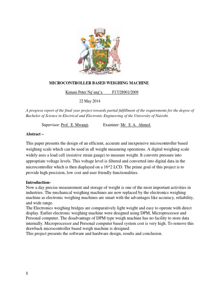 Microcontroller Based Weighing Machine Pdf Random Access Memory Microcontroller