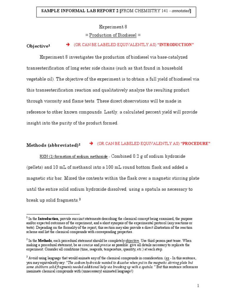 Chem Sample Lab | PDF | Experiment | Biodiesel