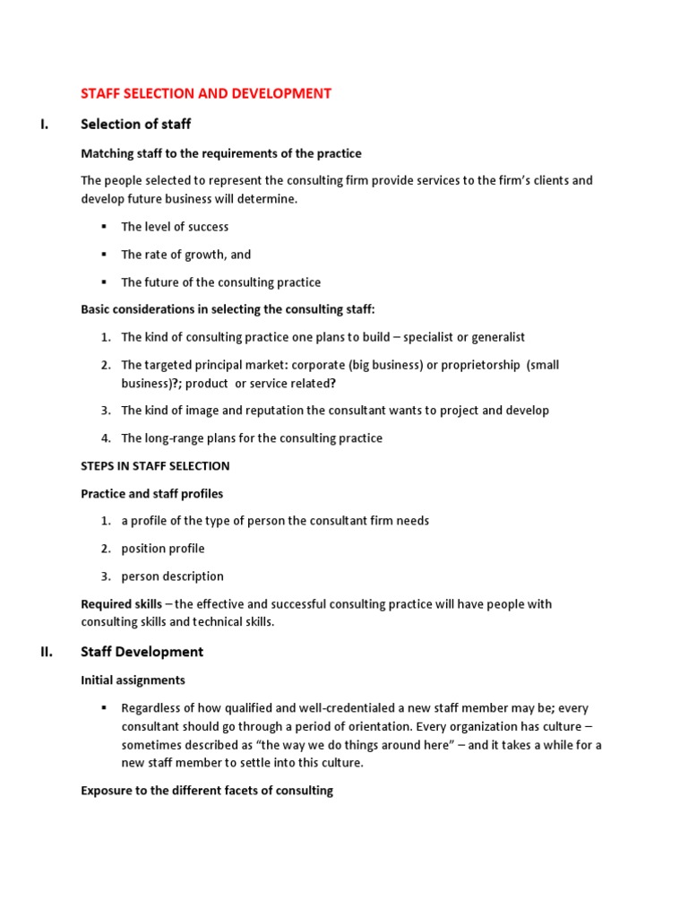 Staff Selection and Development | Download Free PDF | Consultant ...