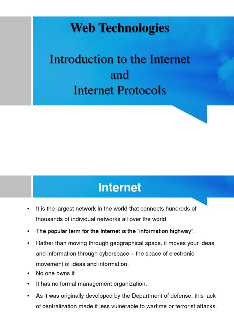 Introduction To Internet and Internet Protocols | PDF | File Transfer ...