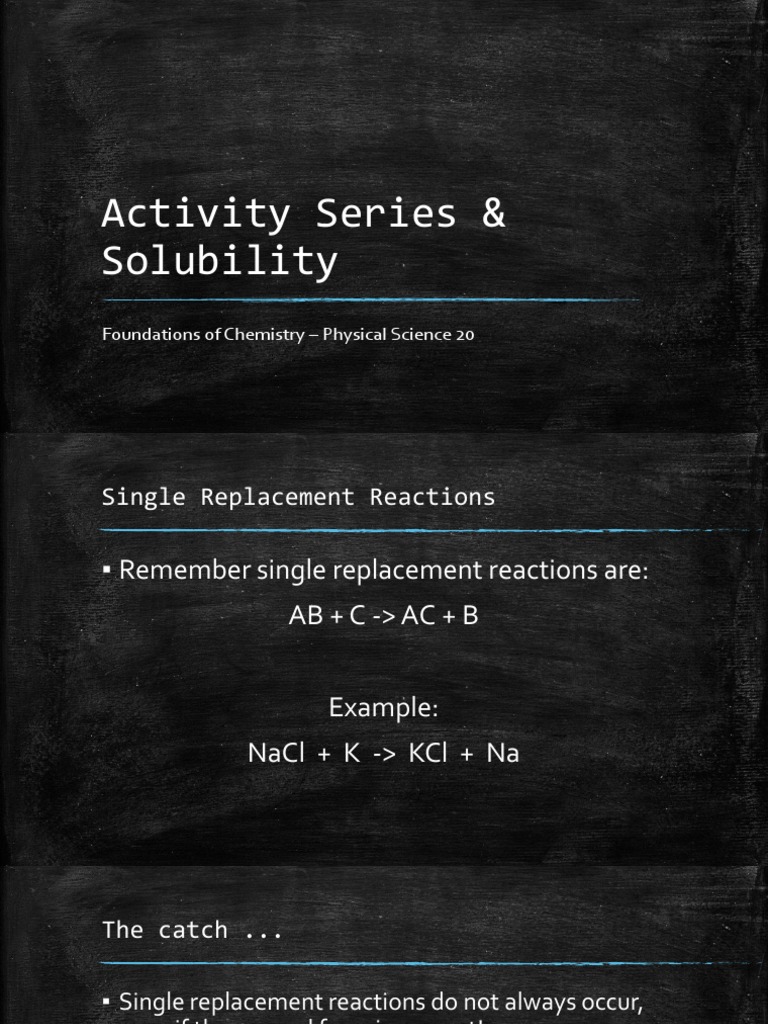 Activity Series & Solubility: Foundations of Chemistry - Physical ...