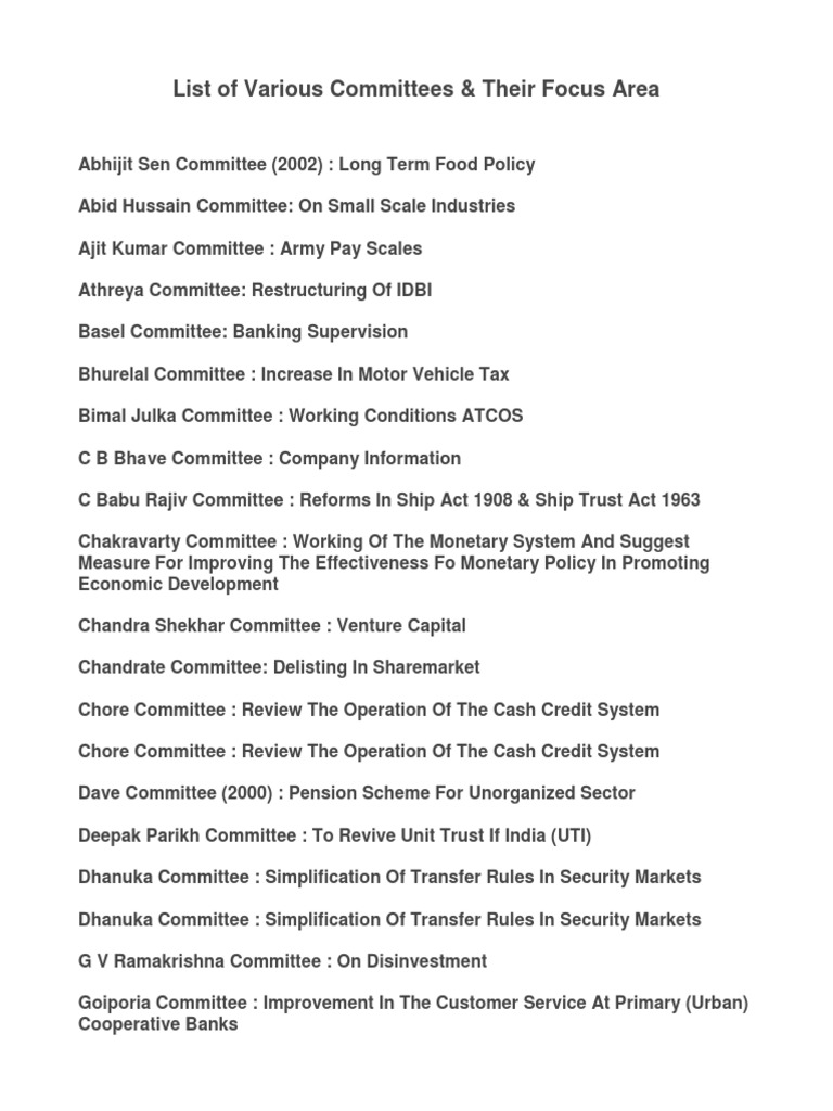 List of Various Committees | PDF