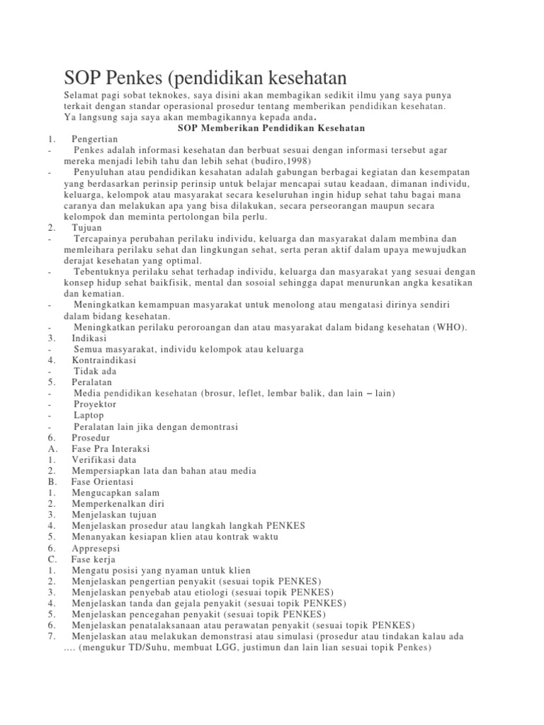 SOP Penkes | PDF