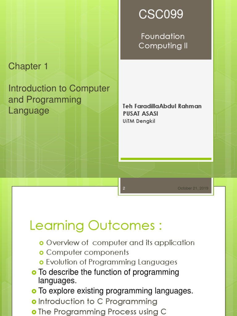 Chapter 1 - Intro To Programming Language 20182019 | Download Free PDF | Computer Program ...