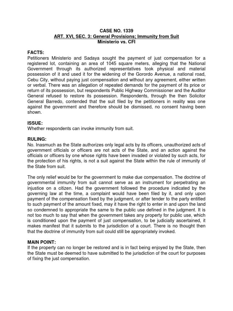 Government Immunity from Suit Does Not Apply to Unauthorized Acts | PDF ...