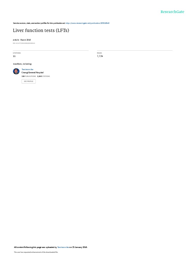 LFT Guide: Interpret Liver Function Test Results | PDF | Hepatitis ...