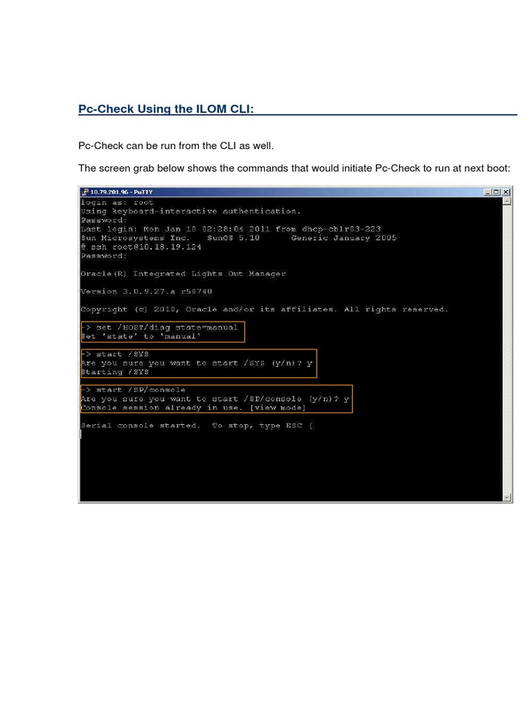 Pc-Check Using The ILOM CLI | PDF