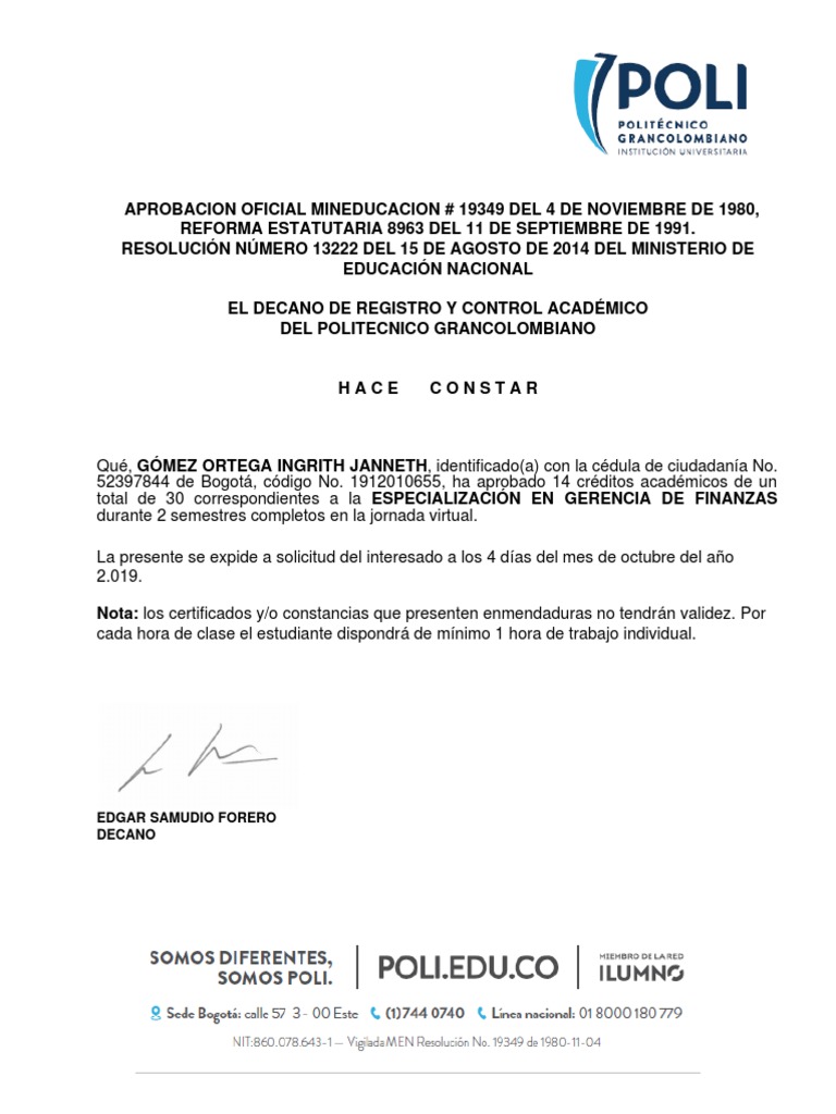 Certificado Posgrados PDF | PDF