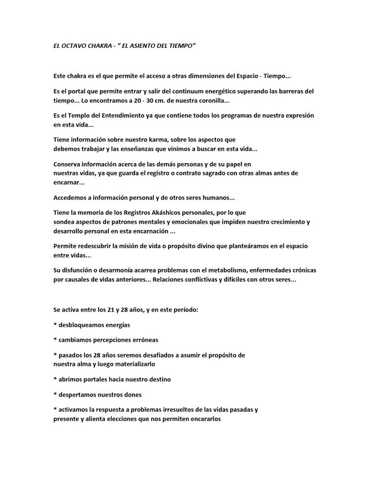 El Octavo Chakra - " El Asiento Del Tiempo" | PDF | Dolor | Mente
