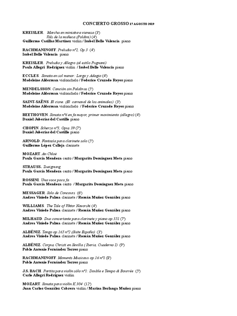 Programa Concierto Grosso | PDF | Arte