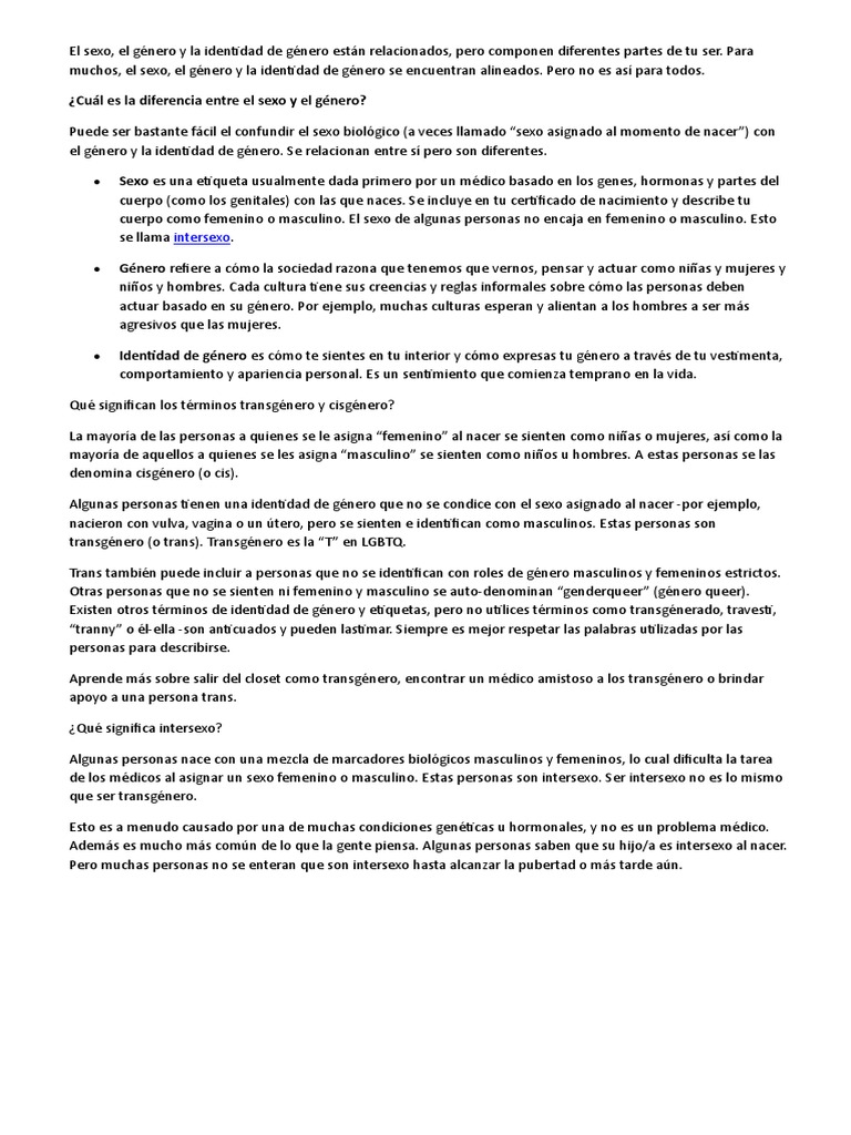Identidad de género: conceptos clave | PDF | Transgénero | Estudios ...