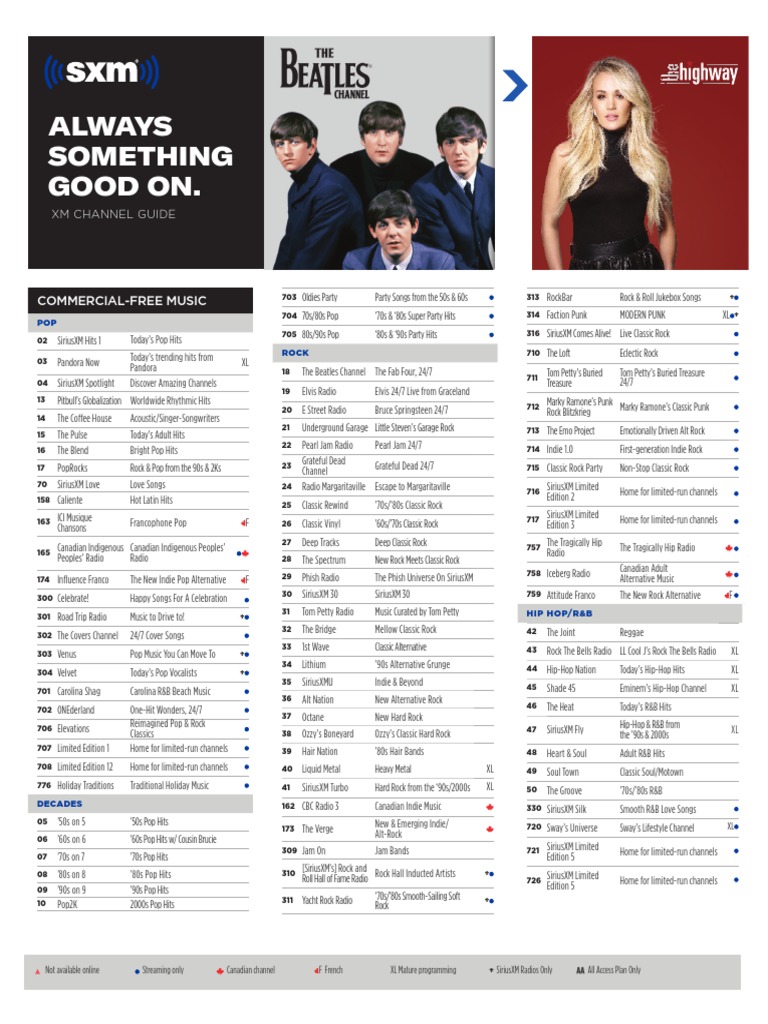 XM Channel Guide | PDF | Mass Media | Entertainment