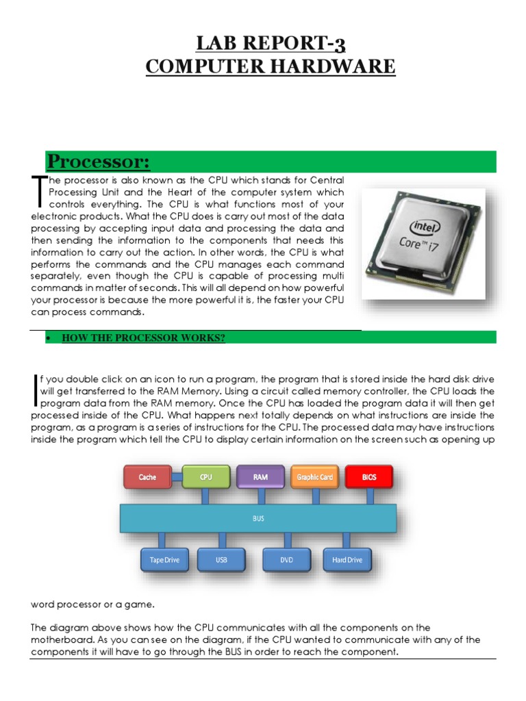 Lab Report-3 Computer Hardware: How The Processor Works? | Download Free PDF | Random Access ...