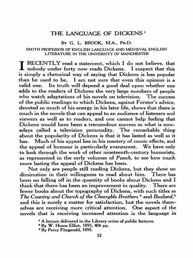 Language of Dickens | PDF | Charles Dickens | Dialect