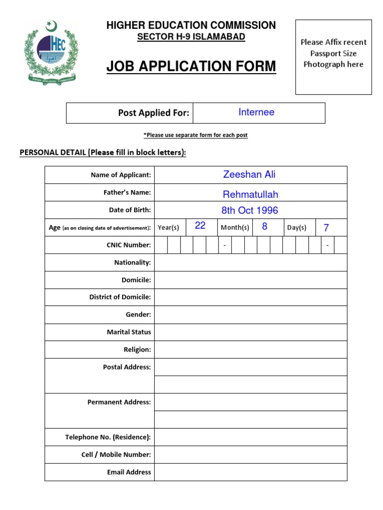 Higher Education Job Application | PDF | Vocational Education ...