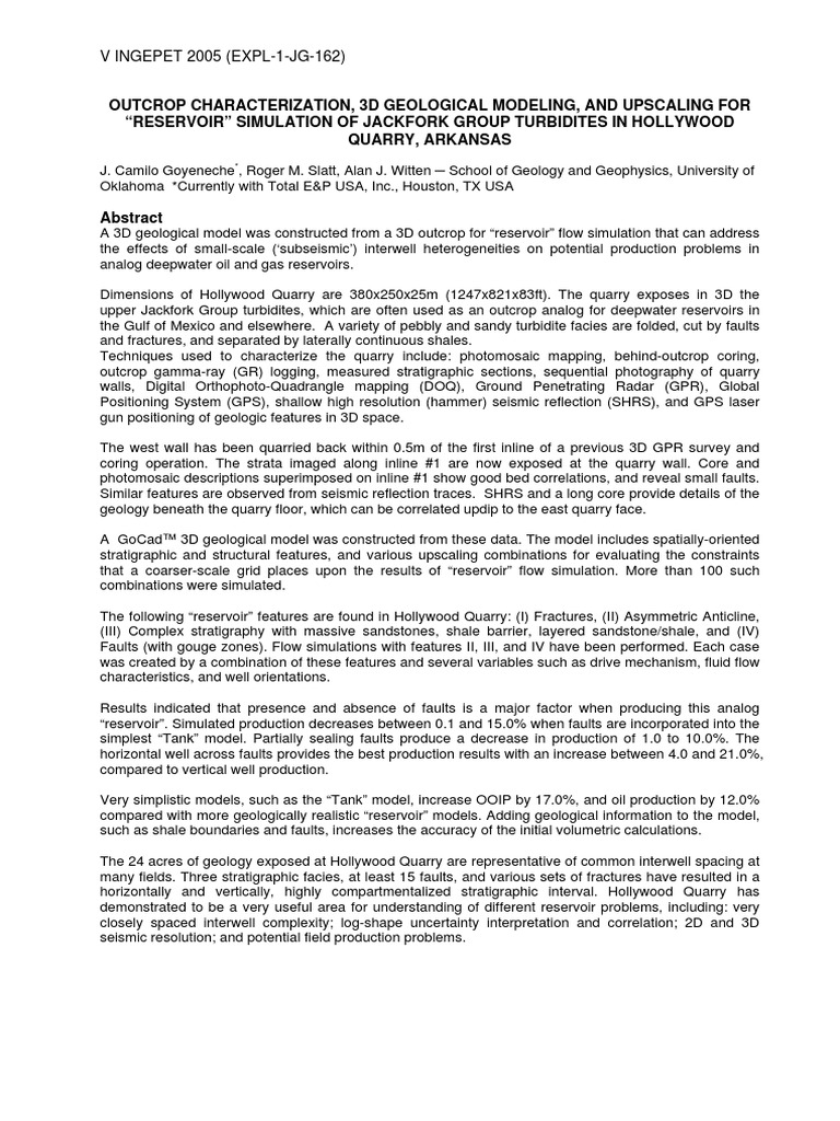 Expl-1-Jg-162 Outcrop Characterization, 3D Geological Modeling, and ...