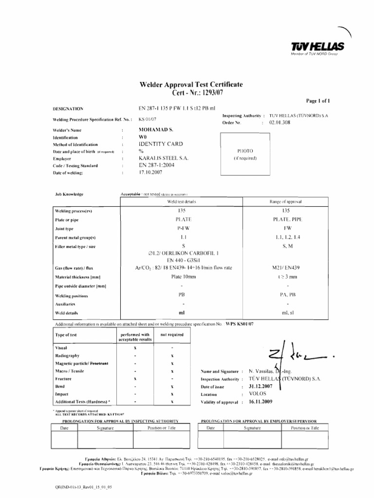 Welder Certificate | PDF | Welding | Construction