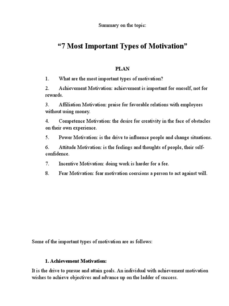 Types of Motivation | Download Free PDF | Psychological Theories ...