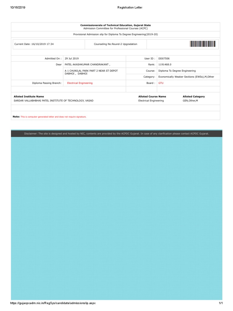 Registration Letter | PDF